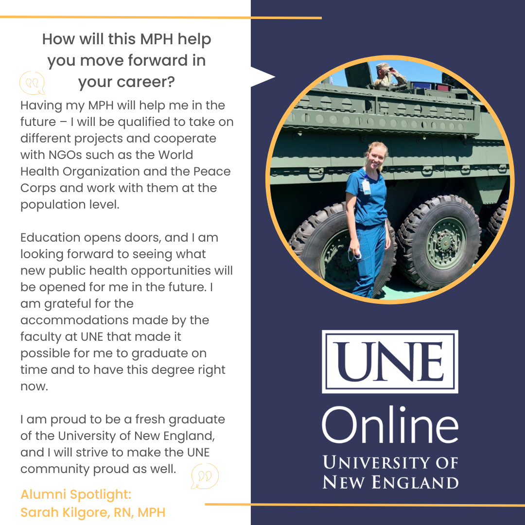 Alumni Spotlight Sarah Kilgore RN MPH UNE Online