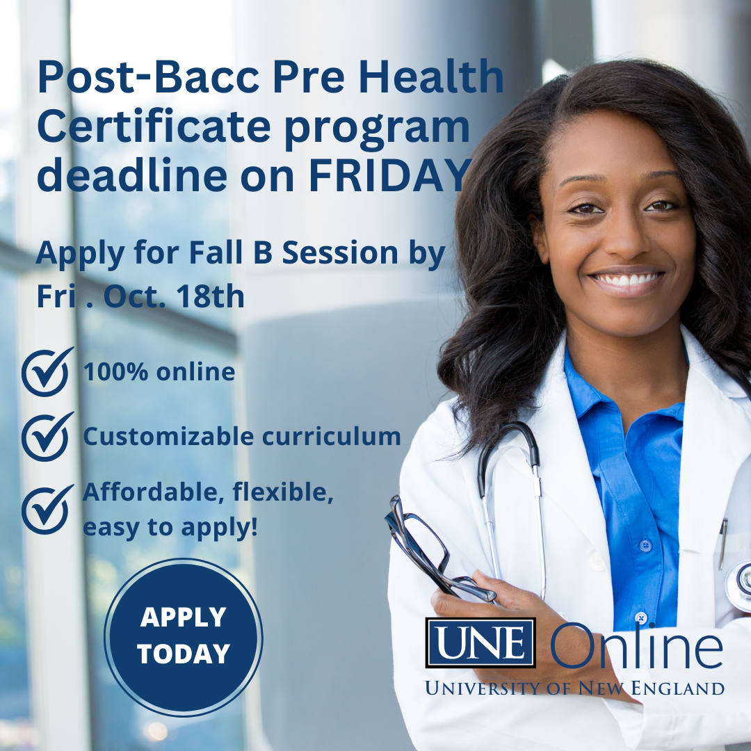 Post-Bacc Pre Health Application Deadline | UNE Online